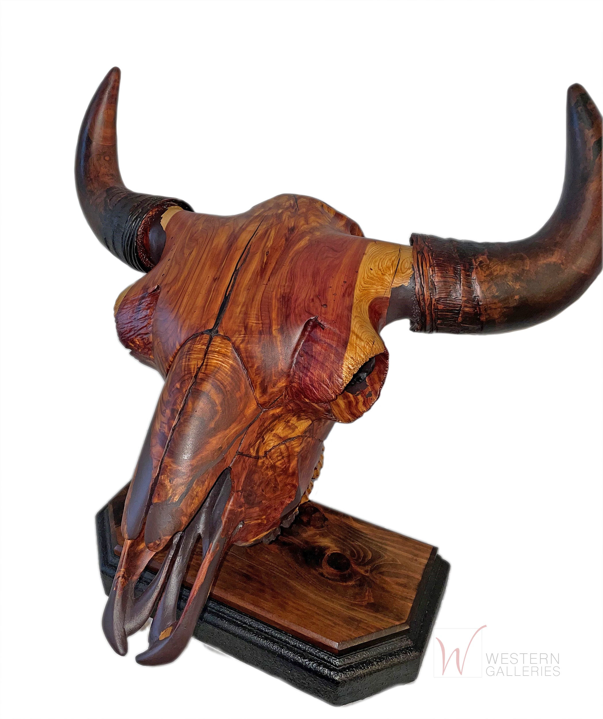 Bison Skull Wood Sculpture by Randy Wood | Western Galleries