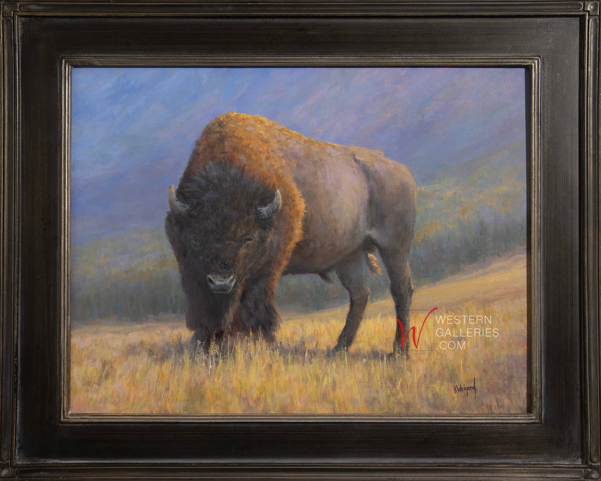 Bison On Ridge | Oil Painting | Western Galleries Fredericksburg Tx